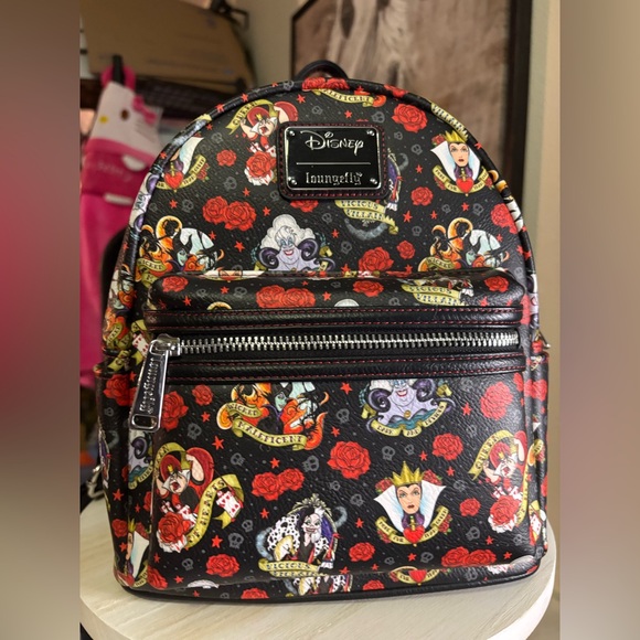 Loungefly | Bags | Loungefly Disney Villains Black And Red Backpack ...